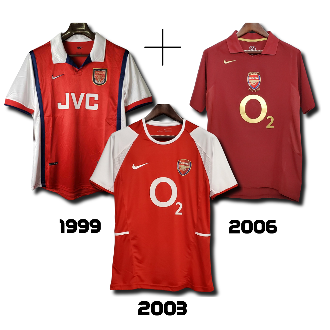 Arsenal 1999 + Arsenal 2003 + Arsenal 2006 – Retro Soccer Kit
