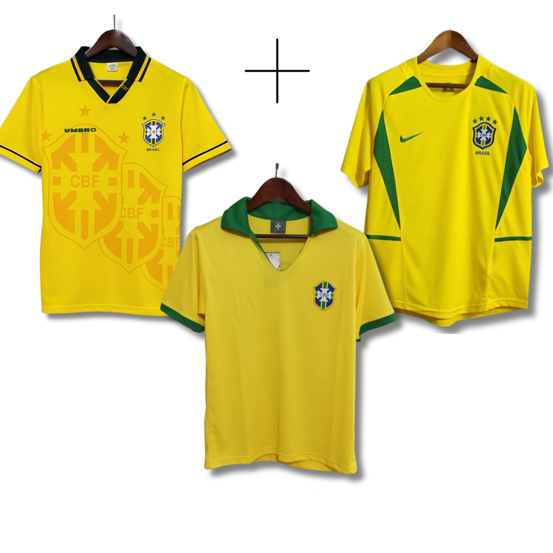 Brazil 2002 + Brazil 1994 + Brazil 1957 – Retro Soccer Kit